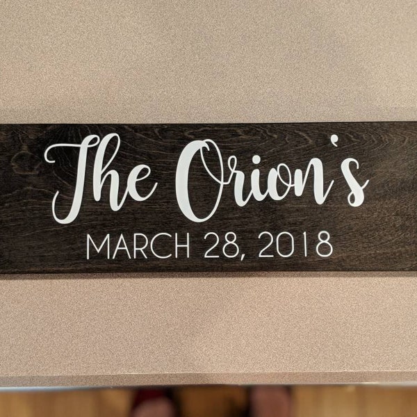 Last Name Rustic Sign, Wedding Date Woodland Sign, Wedding Gift Wood ...