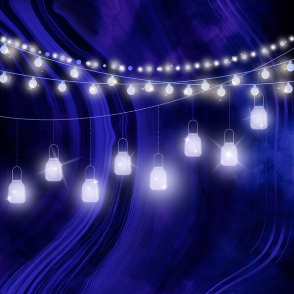 Moonlight String Lights Clipart, Mason Jars, Fairy Lights, Bunting ...