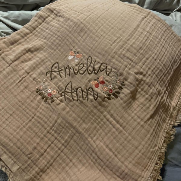Personalized Embroidered Baby Receiving Blanket, Baby Blanket With Name ...