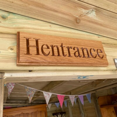 Solid OAK HOUSE SIGN, Outdoor House Sign, Personalized, Engraved, Wood ...