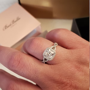 Infinity Crossover Art Deco Engagement Ring CZ Diamond Band Cushion Cut ...