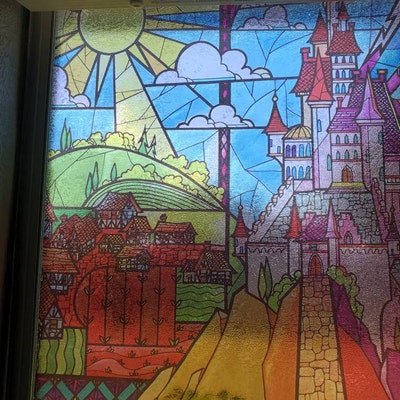 Window Film Stained Glass Privacy Static Cling Frosted Scenic Vintage ...