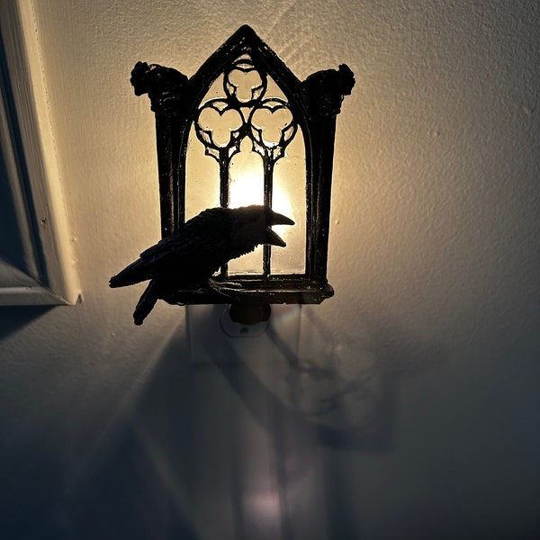 Raven and Window Nightlight, Hand Painted Resin Sculpture | Medieval ...