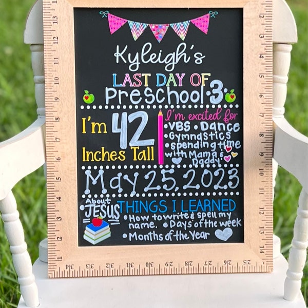 Last Day of School Chalkboard, Reusable Last Day of School Sign With ...