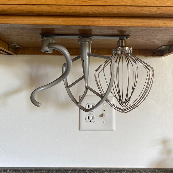 Kitchen Mixer Attachment Organizer Space Saving Accessory Hanger Aid ...