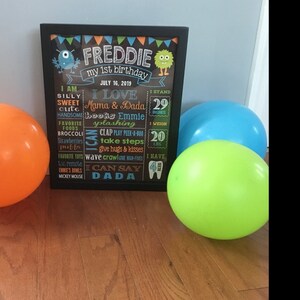 Monster Birthday Chalkboard Sign Little Monsters First Birthday Poster ...