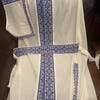 Palestinian Thobe Dress Tatreez White and Blue With Tarha Headpiece ...
