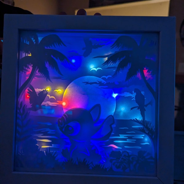 Stitch 2 - Paper Cut Light Box Template Files, Shadow Box, 3D Papercut ...