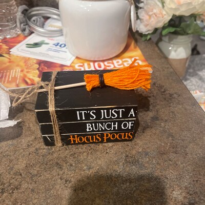 Halloween Mini Wood Book Stack/ Halloween Wood Book Stack/ Wood Books ...