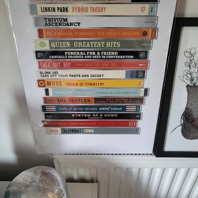 Personalised CD Stack Print, Retro Music Poster, Custom Favourite Song ...