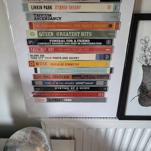 Personalised CD Stack Print, Retro Music Poster, Custom Favourite Song ...