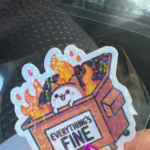 Embrace the Chaos: Everything's Fine Dumpster Fire Sticker Funny Meme ...