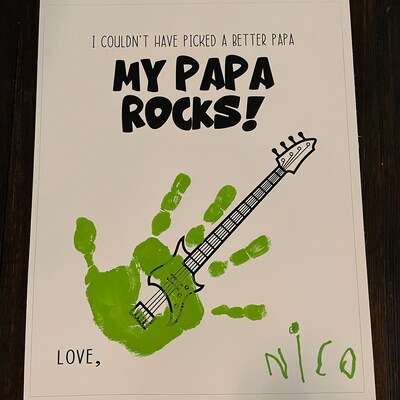 My Dad Rocks Father's Day Gift Present Hand Print Art DIY Craft Dad ...