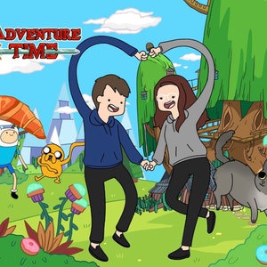 Adventure Time Cartoon Custom Portrait Illustration , Couple Family ...