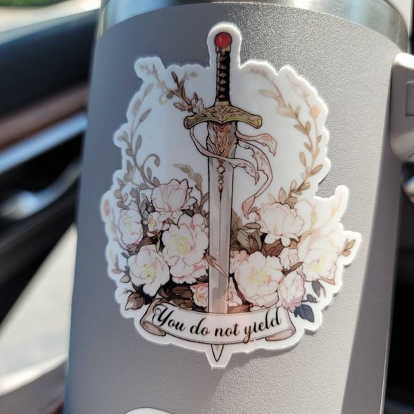 You Do Not Yield Sticker: Throne of Glass Sword, Floral Vinyl Decal - Etsy