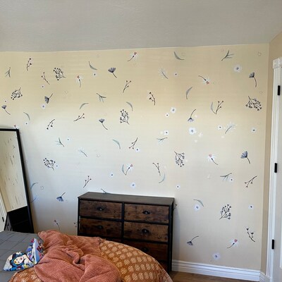 Watercolor Flower Greenery Wall Decals Nature Sticker Boho Nursery ...