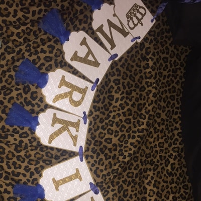 Custom Name Banner With Crowns, White Blue and Gold Banner With Tulle ...