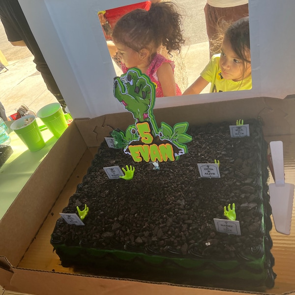 Personalized Zombie Birthday Cake Topper: Ghoulish Hand Party Decor - Etsy