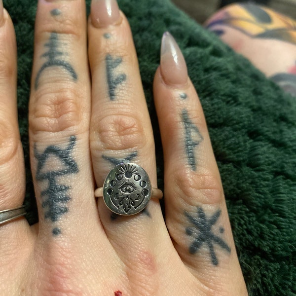 Silver Moon Ring Celestial Ring Moon Phase Ring Witch Ring Evil Eye ...
