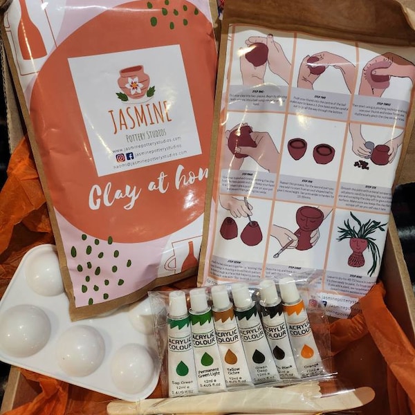 DIY Clay Pottery Kit for Two: Plant Pot Head, Air Drying Clay - Etsy