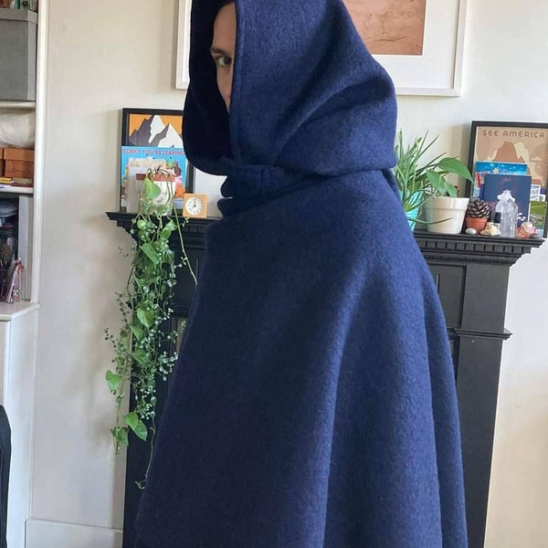 Warm Cape Long Warm Wrap Boiled Wool Hooded Ruana Poncho Blanket - Etsy