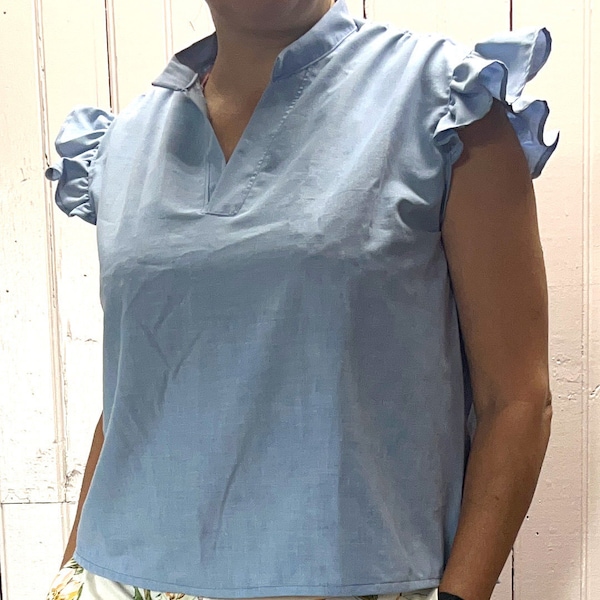 Blouse Sewing Pattern, XS- XXL, Top Blouse Pattern PDF, Ruffled Blouse ...