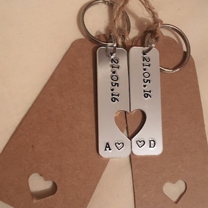 Couples Keyring Personalised Special Date Split Heart - Etsy UK