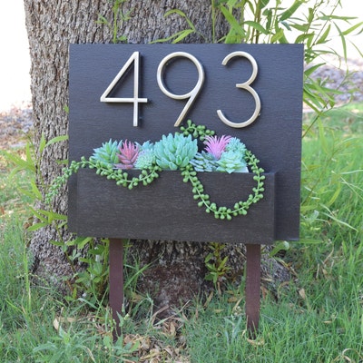 Address Planter Address Sign With Planter Box Address - Etsy