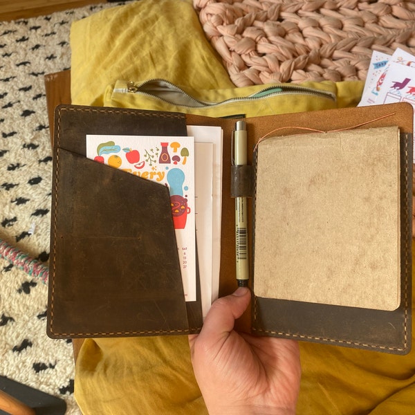 Handmade Top Bound Notebook Cover, Personalized Leather Notepad Holder, Vintage Leather Cover ...
