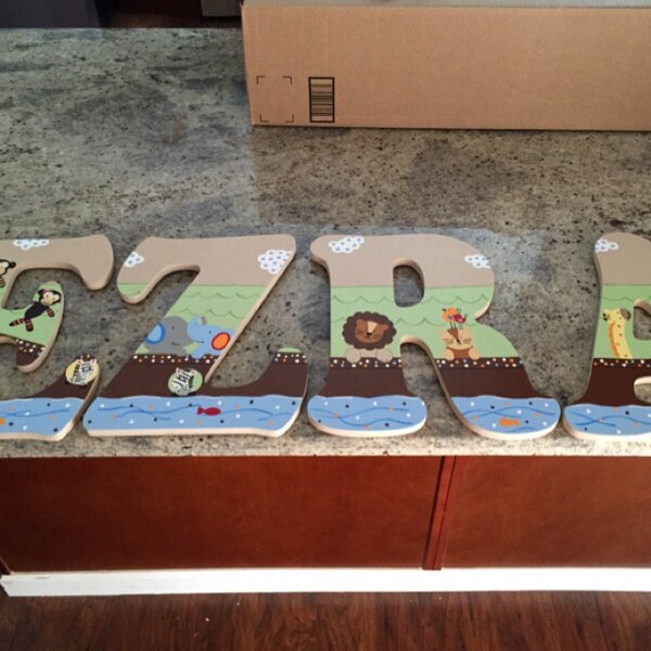 Noahs Ark Animal Noah Custom Hand Painted Nursery Letters Nursery Wall ...