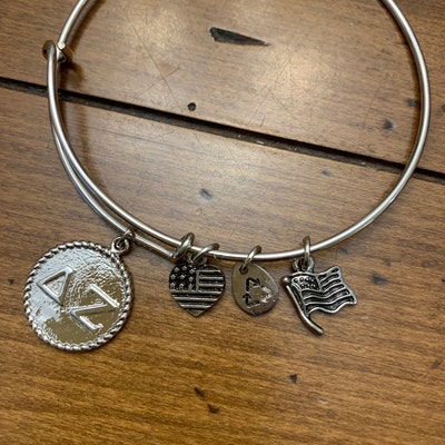 Delta Zeta Expandable Wire Bangle Bracelet White Gold Plated - Etsy