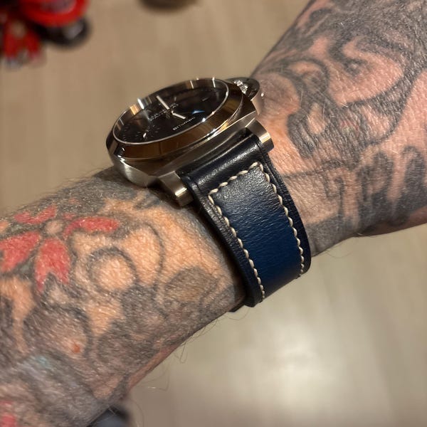 Black Vachetta Rally Watch Strap 20mm, 22mm, 24mm, 18mm. Handmade ...