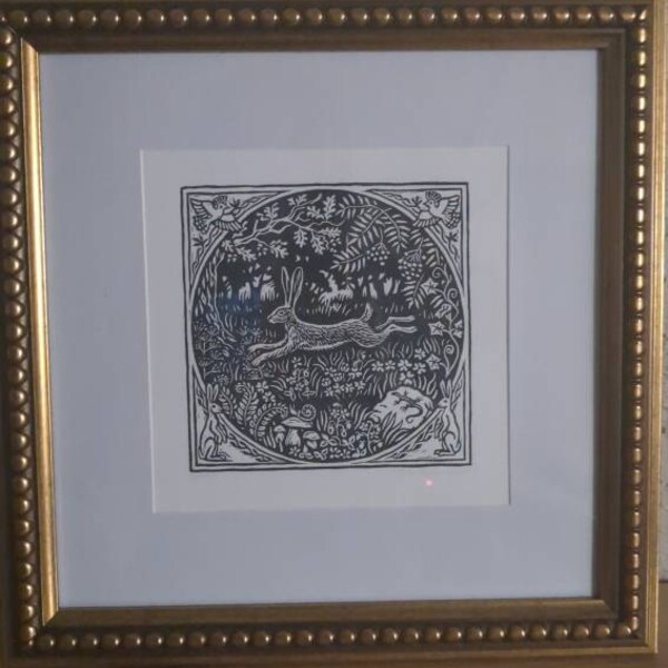 Hare, Rabbit, Bunny Linocut Print. - Etsy