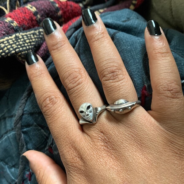 UFO Ring in Sterling Silver, Silver UFO Ring, Silver Flying Saucer Ring ...