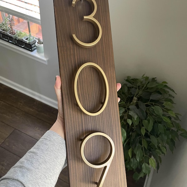 Gold House Number Sign, Vertical Address Plaque, New Home Gift ...