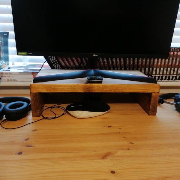 Westerton Rustic Hand Built Monitor Shelf Stand Reclaimed Riser Desk ...