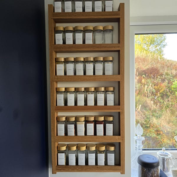 Wall Mounted Oak Spice Rack 3 Rows + - Etsy