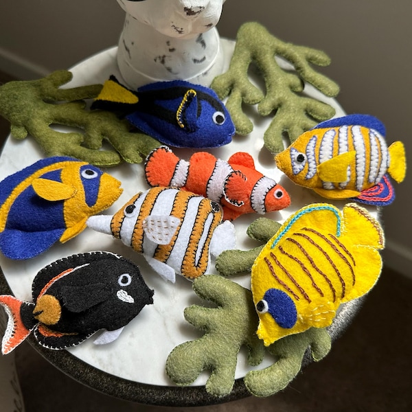 Felt Fish Sewing Pattern PDF and SVG. Coral Fish. Reef Fish. Tropical ...