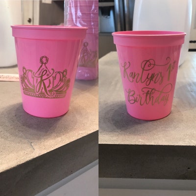 Birthday Cups Pink Party Cups Girls Birthday Princess - Etsy