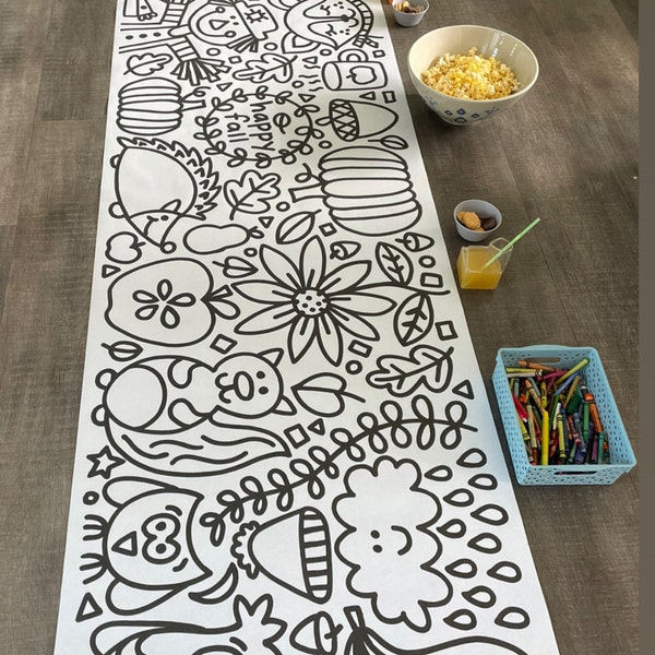 GIANT 10-foot FALL Coloring Page Banner | Coloring Poster | Fall ...