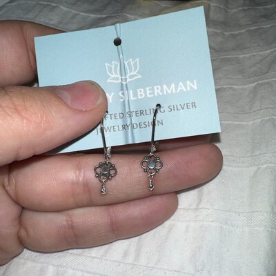 Extra Small Sterling Silver Flower Earrings on Lever Backs, Petite ...