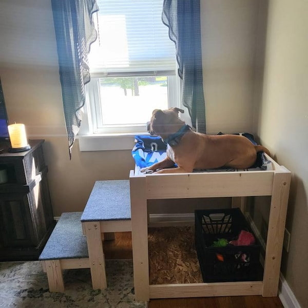 Unfinished Pet Ramp With Slats for Traction Wood Dog Ramp Pet Furniture ...