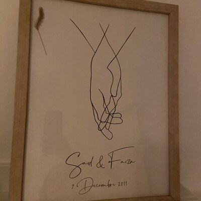 Intertwined Hands Poster and Calligraphic Couple's First Names or Love ...