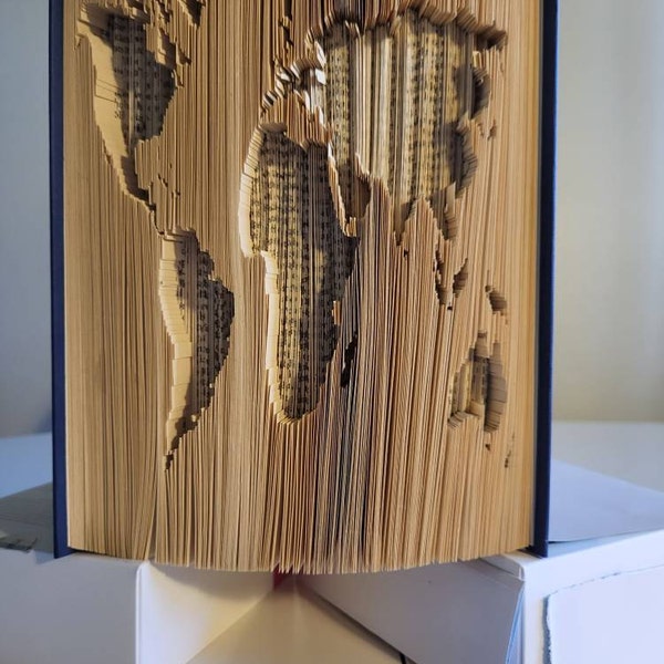 Folded Book Art Pattern, World Map Pattern, World Map, Map - Etsy