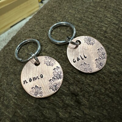 Dog Collar Tag Hand Stamped Pet ID Tag Personalized Pet Tag - Etsy