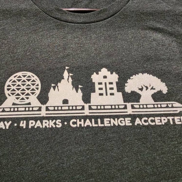 One Day Four Parks Challenge | Park Icons Monorail | Custom Shirt | SVG ...