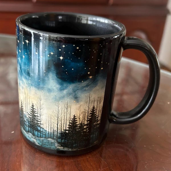 Moon and Trees Mug, Mystical Moon Mug, Moon and Stars Mug, Artistic ...