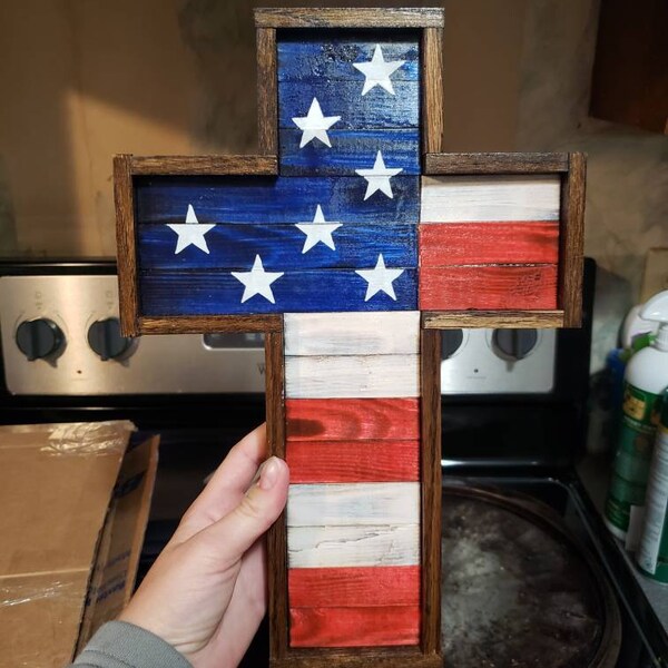 American Flag Cross - Etsy