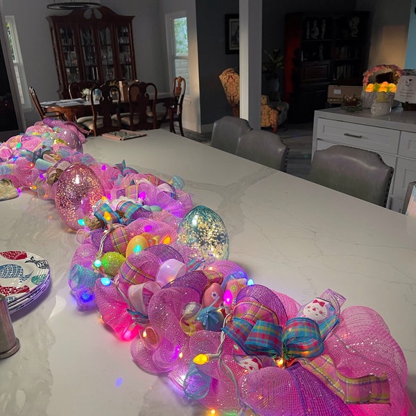 Spring Garland, Easter Garland, Deco Mesh Garland, Spring Fireplace ...