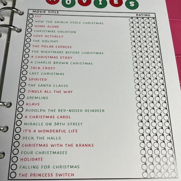 Christmas Movies List - Christmas Journal Page - PRINTABLE Journal Page ...